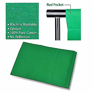 HYJ-INC Photo Video Studio 10 x12ft 100% Cotton Muslin Chromakey Green Screen Backdrop with 8.5 x 10ft Stand Photography Background Support System Kit Clamp, Carry Bag