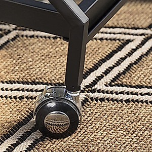 Christopher Knight Home Annika Outdoor Bar Cart with Tempered Glass Shelves, Black Powder Coated Iron