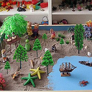 ACKLLR 21 Pieces Mixed Model Trees,1.18-5.51 inch Model Train Scenery Architecture Trees Fake Trees for DIY Crafts, Building Model, Projects, Woodland with No Bases,Railroad Landscape Natural Green