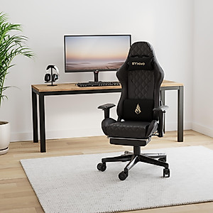 symino Gaming Chair Ergonomic Office Chair Racing Style Computer Chair with 3D Armrest, Vintage Style PU Leather PC Chair with Footrest (Brown)