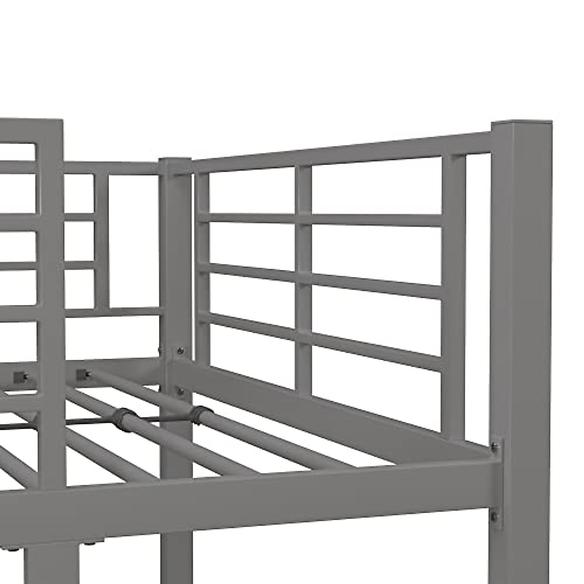 DHP Junior Twin Metal Loft Bed with Slide, Multifunctional Design, Silver with Blue Slide