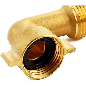 ANPTGHT 90 Degree Hose Elbow RV Water Hose Connectors and Fittings Solid Brass Garden Hose Accessories Heavy Duty Hose Pipe Adpater with washer