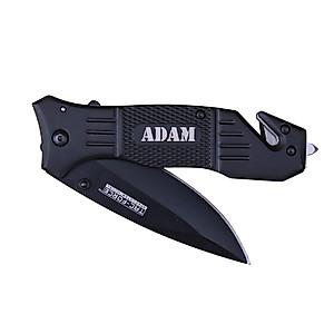 My Personal Memories Engraved Custom Personalized Rescue Tactical Folding Pocket Knife - Groomsmen Gifts - Gray or Black