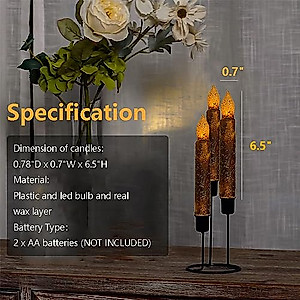 Aulaygo Real Wax Pillar Taper Candle Primitive Candles Battery Operated LED 6pcs Dripless Yellow Drip Electric Flickering Flameless Candles for Christmas Halloween Home Decor Church