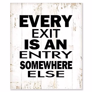 Yinrune Printed Wood Plaque Sign Wall Hanging Every Exit Is An Entry Somewhere Else Farmhouse Family Entryway Sign Quote for Home Laundry Room Bathroom Decor 10x12in