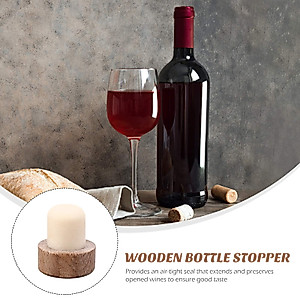 Cabilock 6 Pcs Wooden Wine Stoppers Wine Corks Reusable Red Wine Bottle Stopper Beverage Bottle Sealer to Keep Wine Fresh