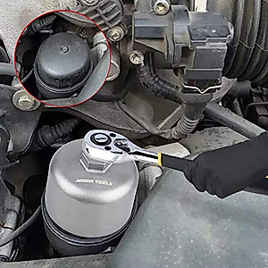 JDMON 86mm 16 Flute Oil Filter Wrench Compatible with Volvo and BMW-Cartridge Style Housing Caps