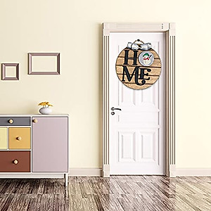 Fall Winter Thanksgiving Front Door Wreath, Halloween Wreaths Autumn Rusty Birch Leaves Pinecones Window Hanging Silk Foliage Outdoor Greeen Twig Eucalyptus Berries Hello Sign Yellow Wreaths Party