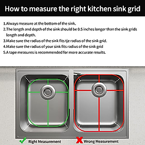 2Pack Sink Protectors for Kitchen Sink 13"x16"and 11.2"x14.5",Stainless Steel Sink Grid, Sink Rack for Bottom of Sink, Rust Resistant Metal Sink Protector with 2Pack Sink Strainer (2 Pack Rear Drain)