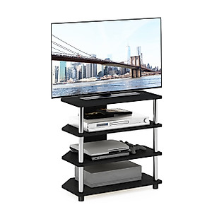 Furinno Turn-N-Tube Easy Assembly 4-Tier Petite Entertainment Center / TV Stand / TV Unit / TV Desk, Stainless Steel, Americano/Chrome