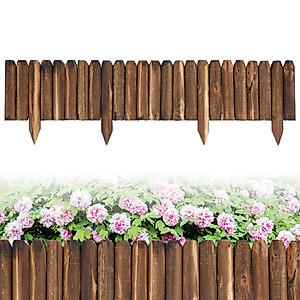 Gtouse Wooden Edging Fence, Garden Fencing Edging Border, Landscape Lawn Edging Border Anti-Corrosive Outdoor for Patio Yard Flower Tree Fence Decoration (9.8in × 3.9ft)