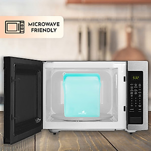 SWOOFE Reusable Silicone Food Bag | Half Gallon 66 Oz (Sea) | Eco-Friendly | Plastic Free Large Storage Bag | Great for Cooking, Sous Vide, or Freezer use | Leakproof, Dishwasher-Safe.