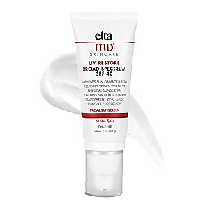 EltaMD UV Restore SPF 40 Anti Aging Face Moisturizer For Women, Broad Spectrum Physical Sunscreen with Zinc Oxide, Mineral Face Sunscreen, Anti Aging Moisturizer, Improves Skin Smoothness, 2 oz Tube