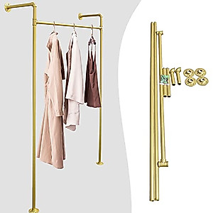 DYRABREST Wall Mounted Clothing Rack Modern Gold Metal Storage Garment Rack Retail Clothes Display Stand Commercial Clothes Racks, Bedroom Portable Coat Rack for Hanging Clothes, Coats, Skirts