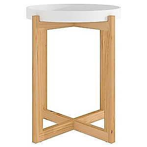QJBSAVVA Coffee Table White 16.1"x16.1"x19.1" Engineered Wood&Solid Wood Pine,Living Room Furniture Side Tables Narrow Bedside Tables Suitable for Meeting Rooms, Reception Rooms, Offices