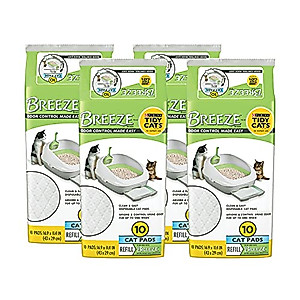 Purina Tidy Cats Breeze Cat Pad Refills, Clean & Easy Disposable Cat Pads for Breeze Litter System, Controls Odors, 10 Cat Pad Refills/Pack (Pack of 4)