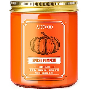 AOOVOO Spic Pumpkin Candle - Fall Soy Candles, Candles for Home Scented, Aromatherapy Candle, Candle for Women, 9 OZ