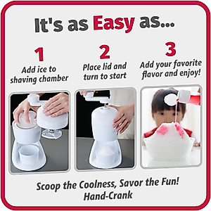 Snow Cone Machine, Ice Crusher for Home Use, Snow Cone Maker for Kids, Shaved Ice Slushy Machine, Ice Shaver Manual, Hand Crank, with 3 Ice Block Molds