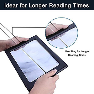 Hands-Free Magnifying Glass Large Full-Page Rectangular 3X Magnifier LED Lighted Illuminated Foldable Desktop Portable for Elder