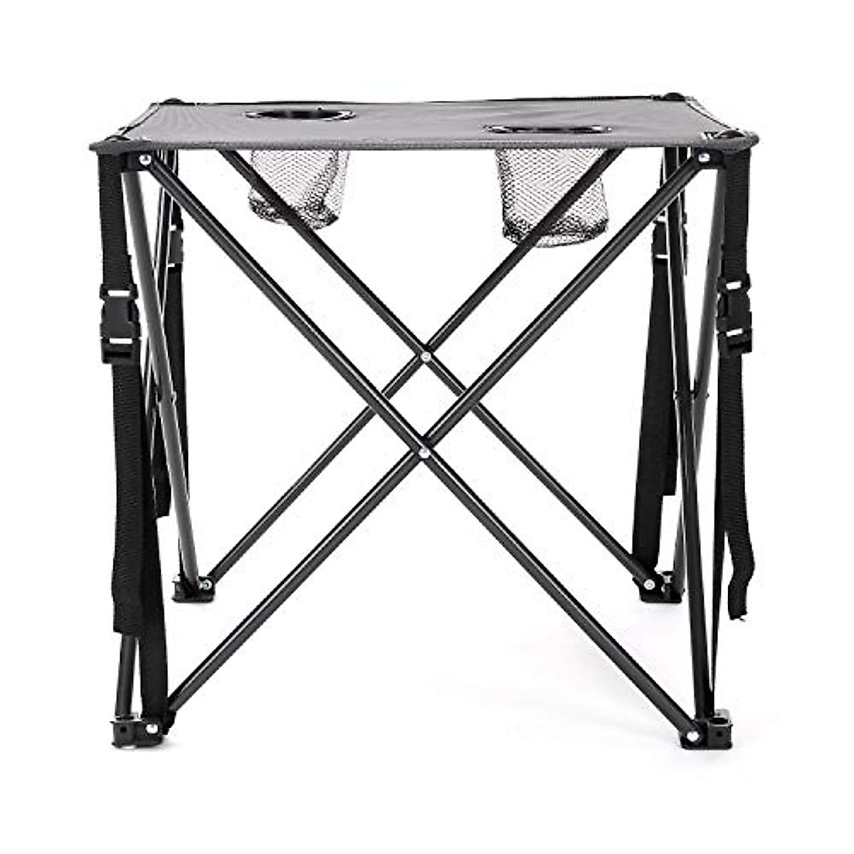 ARROWHEAD OUTDOOR 26” (66cm) Heavy-Duty Portable Camping Folding Table, 2 Cup Holders, Compact, Square, Carrying Case Included, Steel Frame, High-Grade 600D Canvas, USA-Based Support