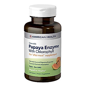 American Health Papaya Enzyme with Chlorophyll Chewable Tablets, 83 Total Servings, 250 Count