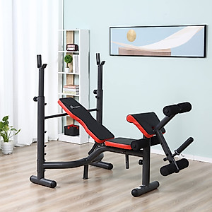 Soozier Heavy Duty Weight Multi-Function Workout Bench with Preacher Curl, Strength Exercise Starter Kit Develops Legs, Arms, and Core Muscles