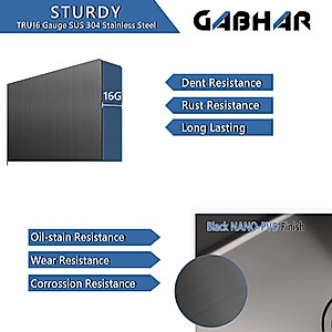 33x22 Inches Black Drop In Workstation Kitchen Sink, Gabhar 33" 16Gauge Black Stainless Steel Drop In Workstation Kitchen Sinks With Offset Drain