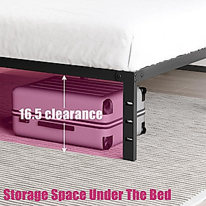 MGNO 18in Twin Size Bed Frame No Box Spring Needed, Heavy Duty Metal Platform Bed Frame Twin with Steel Slat, Easy Assembly, Noise Free, Black