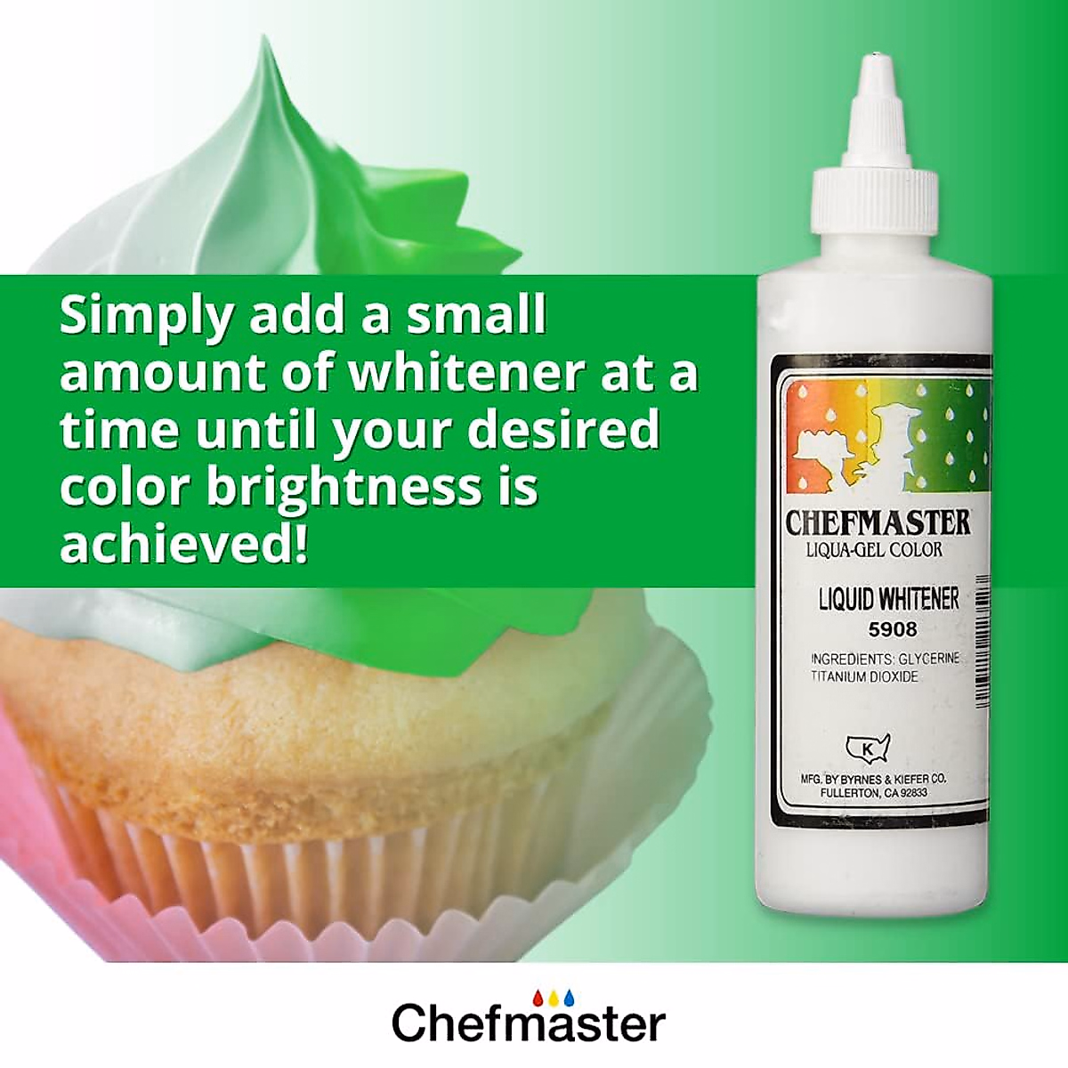 Chefmaster Liquid Whitener Food Color, 16-Ounce, White