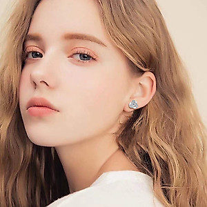 14K Gold Plated Stud Earrings | 925 Sterling Silver Post CZ Hypoallergenic Earrings Love Knot Cubic Zirconia Earrings for Women (White)