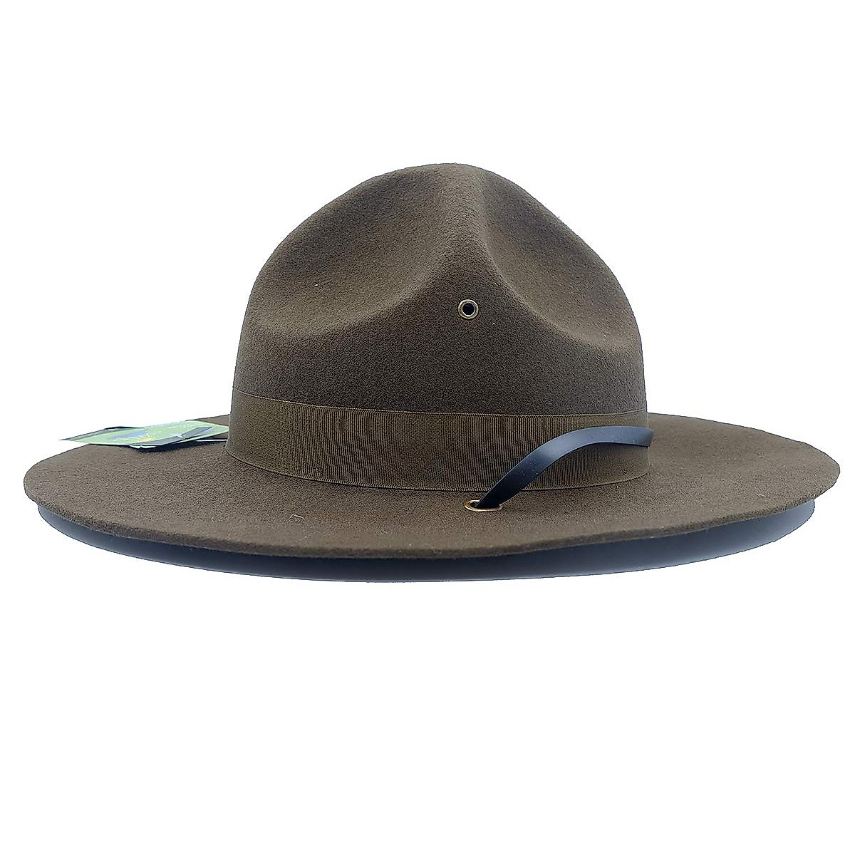 TingTingo Military Campaign Hat Drill Sergeant Instructor Mountie Ranger Hat 100% Wool Olive