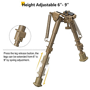 CVLIFE 6-9 Inch Bipod for Rifle Compatible with Mlok Sling Stud Bipod with Adapter for Hunting Rifle Bipod for M-Rails