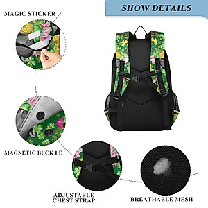 ALAZA St Patrick's Day Clover Hat Backpack Bookbag Laptop Notebook Bag Casual Travel Trip Daypack for Women Men Fits 15.6 Laptop