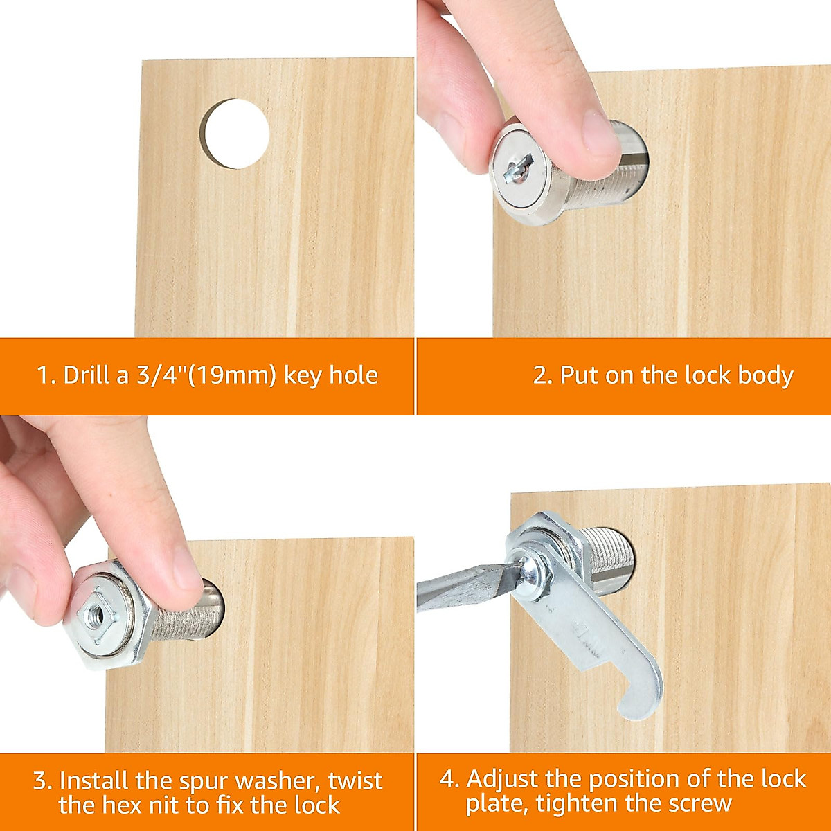 10 Pack 5/8 Cam Lock Keyed Alike Cabinet Locks with Keys Secure Drawer Mailbox File RV Storage Locks Tool Box Locks Replacement Cam Locks for Furniture, Chrome-Finish Zinc Alloy