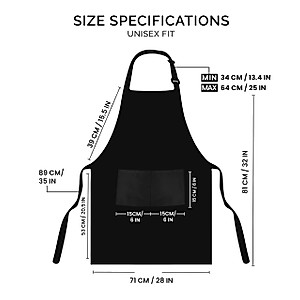 Utopia Kitchen Adjustable Bib Apron (2-Pack) Water Oil Resistant Chef Cooking Kitchen Aprons with Pockets for Men Women (Black)