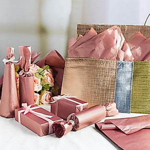 Whaline Rose Gold Tissue Paper Bulk, 100 Sheets Metallic Gift Wrapping Paper for Home, Kitchen, Weddings, Birthday Party, Showers, Arts Crafts, DIY