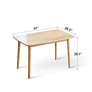 Livinia Aslan 47" Wooden Dining Table/Mid Century Modern Malaysian Oak Kitchen Table (Natural Oak) Table Only