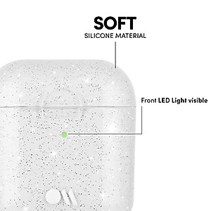 Case-Mate Protective AirPod Case Cover, Soft Silicone Cover with Keychain Ring for Men and Women, Compatible with Apple AirPods Series 1 & 2, Front LED visible - Crystal Clear