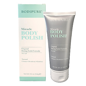 BodiPure Miracle Body Polish for Multipurpose - Body Scrub, Exfoliating Body Scrub, Body Wash for Women, Men, Girls, and Boys for all skin type - Natural - Smooth Skin, Balance pH, Clear Pores, 6.5oz