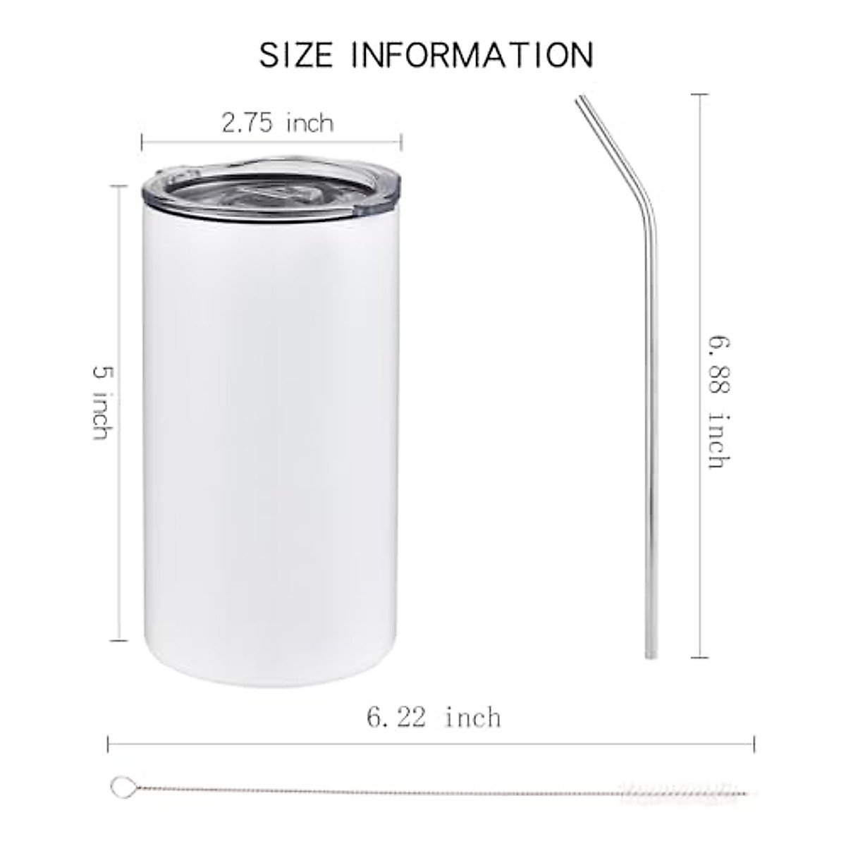 JYLJINGYULI 6pcs 12 oz Sublimation Tumblers Blanks, 12oz Sublimation Tumbler Cups Blank for Kids Bulk, Straight Skinny Insulated Cup Stainless Steel Water Bottle with Lid and Straw for Craft DIY