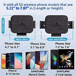 Akantra Alcantara 15W Dual Coil Qi Wireless Car Charger Mount Holder Compatible for Samsung Galaxy Z Fold5 Fold4 Fold3 Z Fold2 Fold S23 Ultra iPhone 15 Pro Max Auto Clamp Fast Car Charger