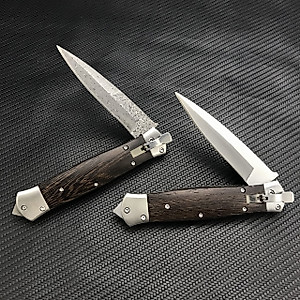 HEiLON Everyday Carry or Hunting Use Tactical Folding Pocket Knife, Stainless steel Single Edge Blade comfort with Wenge Wood Handle, Safety Lock & Glass Breaker