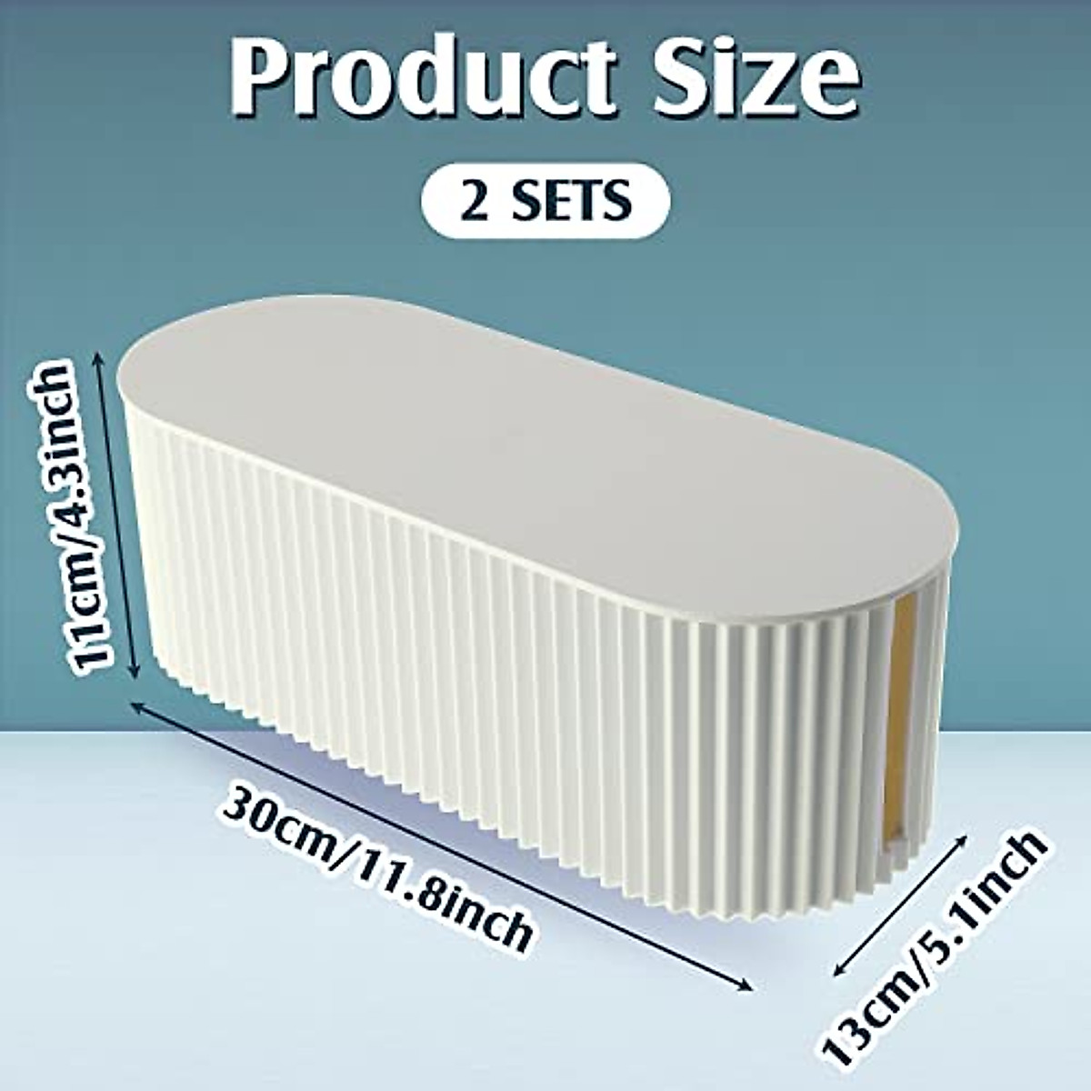 2 Pcs Cable Management Box Cord Organizer Box Cord Box Hider with 46 Pcs Cable Management Kit, Wire Box for Power Strips, Surge Protectors, Desk, TV Computer Wires, Home Office (White)