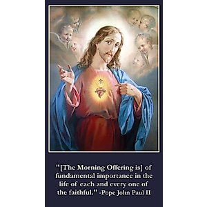 Morning Offering LAMINATED Holy Card (5-pack) with Two Free Prayer Cards Included