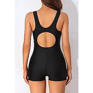 beautyin Boyleg Swimsuit Women Racerback Lap Swimming Suit Workout Pro Swimwear Black