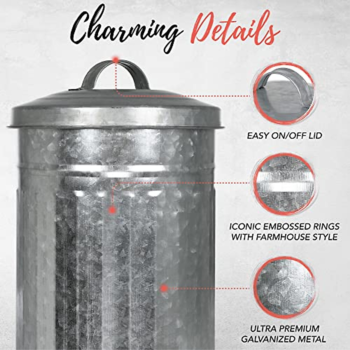 Autumn Alley Farmhouse Galvanized Metal Free Standing Toilet Paper Holder Organizer Stand Canister with Lid – Fits 3 Mega Rolls, Rustic Behind/Beside Toilet Storage Stand