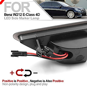 nsautolighting LED White Side Marker Lights Side Indicator Lamps for 2010-2013 Be'nz W212 E-Class 4D Sedan Wagons Smoked Lens White LED Front Bumper Side Marker Light Replace OEM Sidemarker Lamps