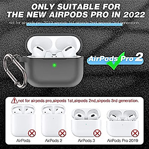 DOMDAI Airpods Pro 2 (2nd Generation) Silicone Case Cover 2022. Soft Silicone Skin Cover Shock-Absorbing Protective Case with Keychain for Airpods Pro 2 Case [ Front LED Visible ] (Purple)