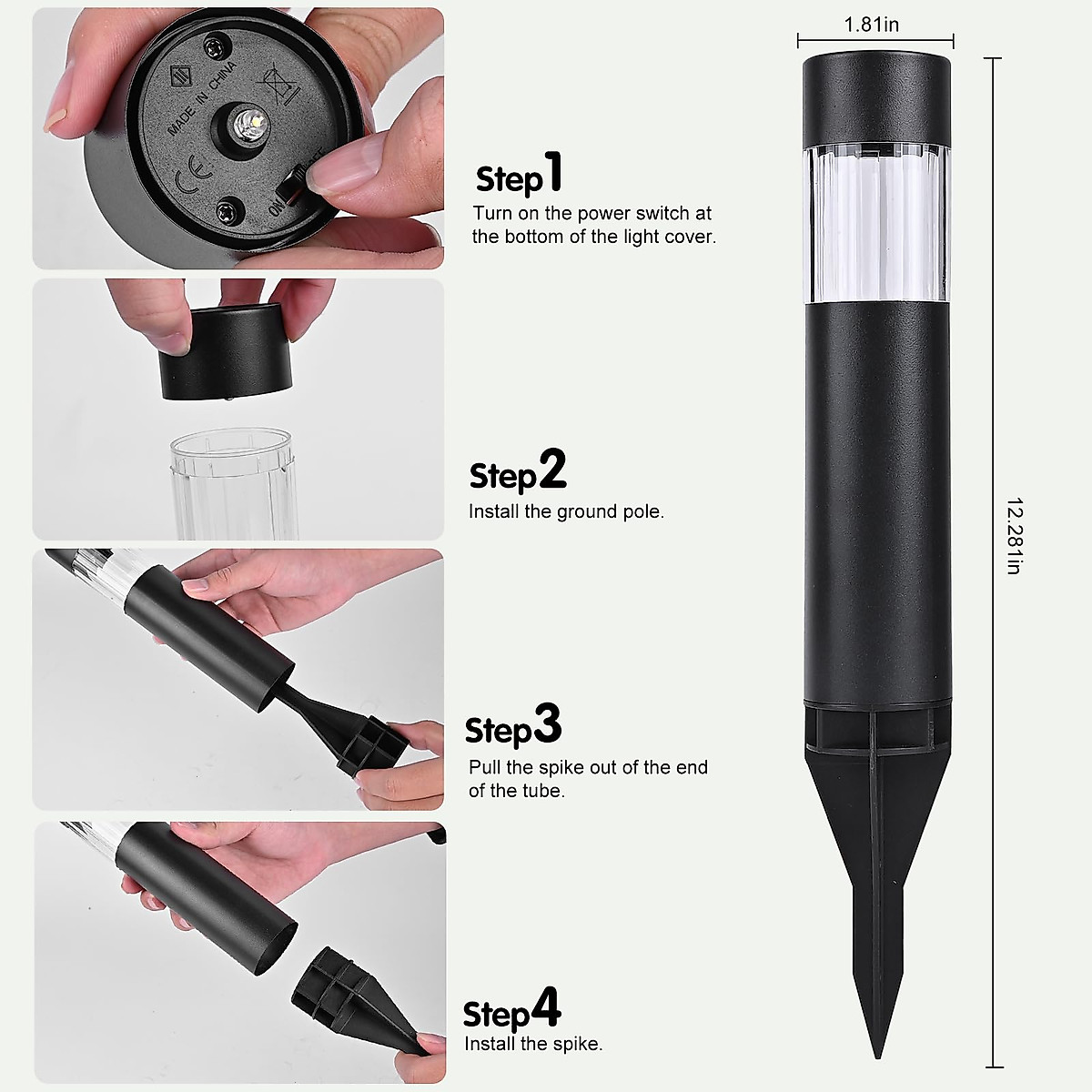 KelvinLux Solar Pathway Lights Outdoor, 12 Pack Waterproof Stainless Steel LED Solar Stake Lights, Garden Landscape Lighting for Walkway, Driveway, Garden, Yard, Lawn, Patio Decor, Warm White