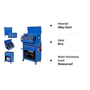 Big Lighting Deals 8-Drawer High Capacity Tool Chest, Rolling Tool Box with Lock, Tool Box on 4 Wheels with Sliding Drawers, Tool Storage Cabinet Removable Portable Box for Garage Warehouse New(Blue)